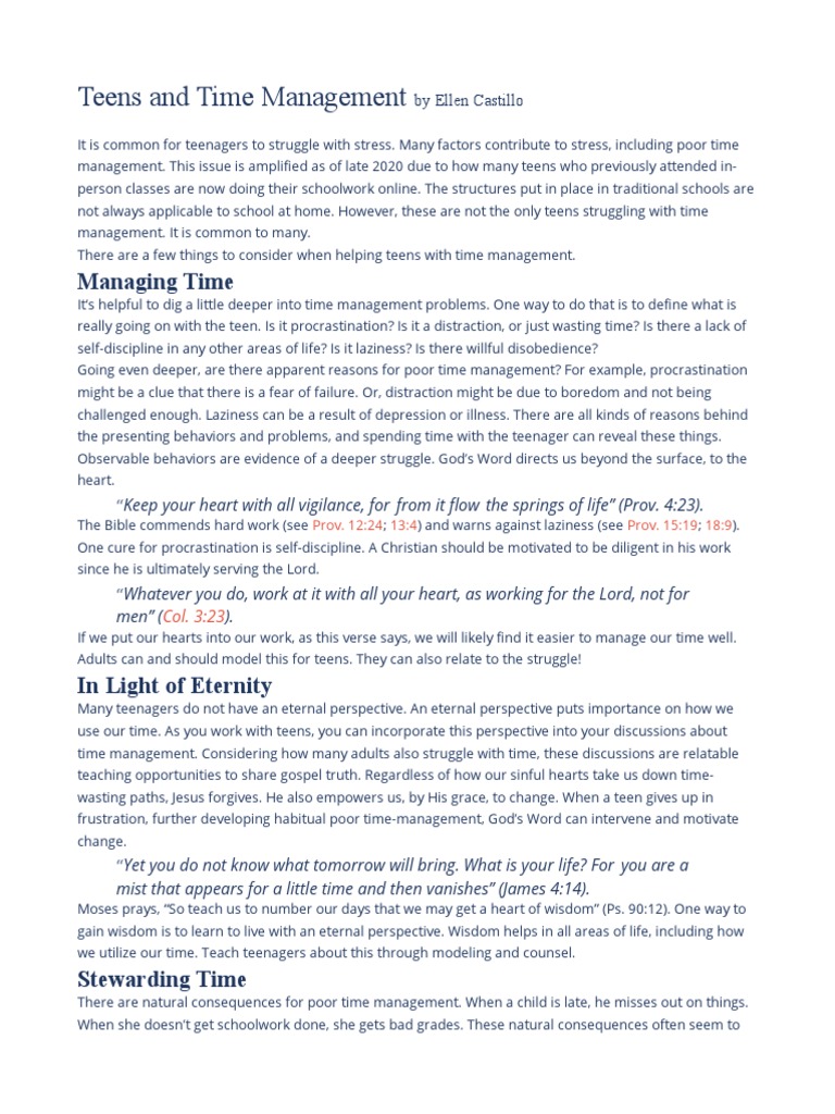 Teen and Time Management | PDF | Adolescence | Procrastination
