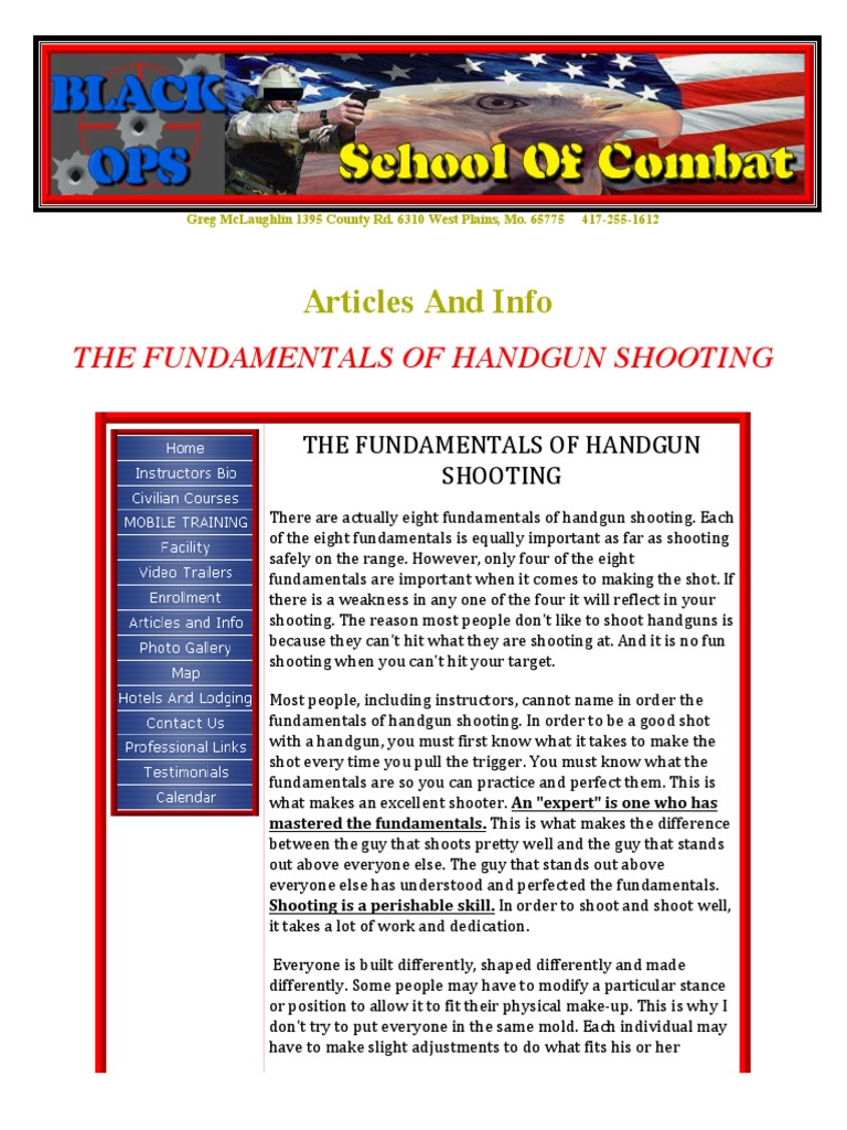 The Fundamentals of Handgun Shooting | PDF | Hazards | Equipment