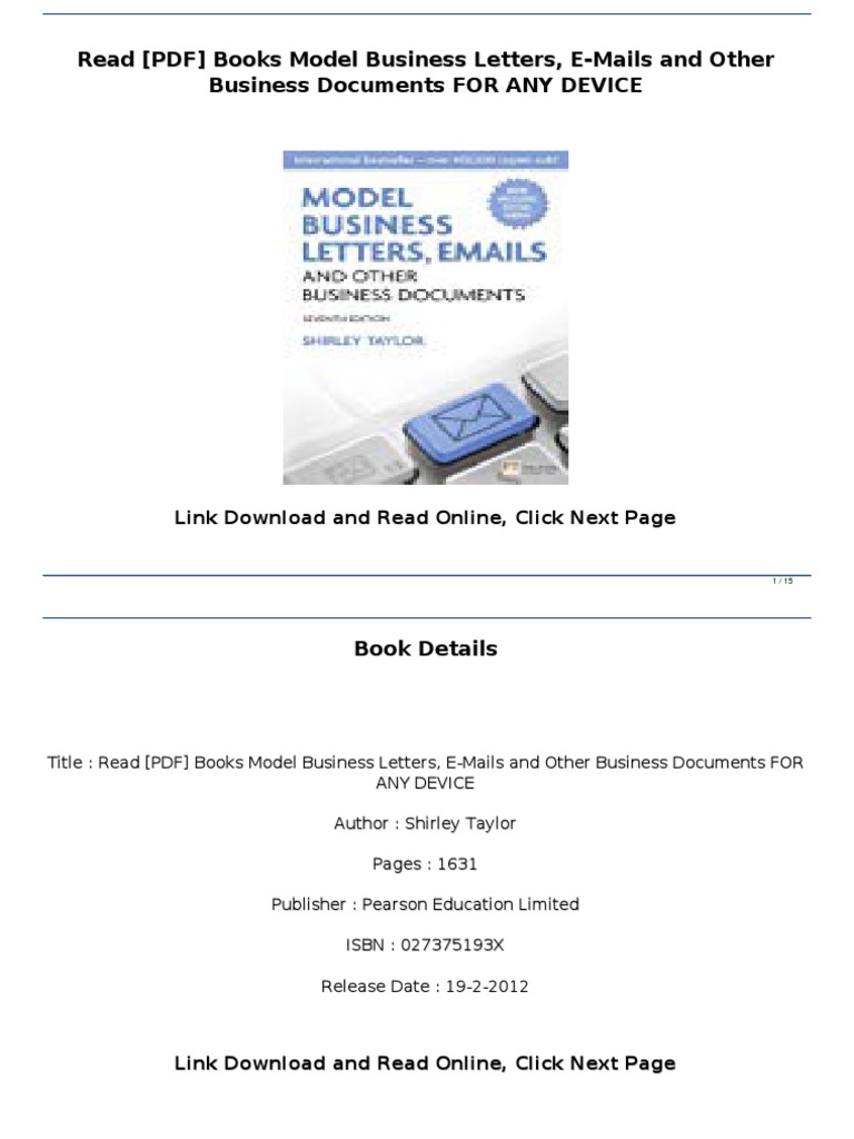 Model Business Letters & Emails Guide | PDF | Books