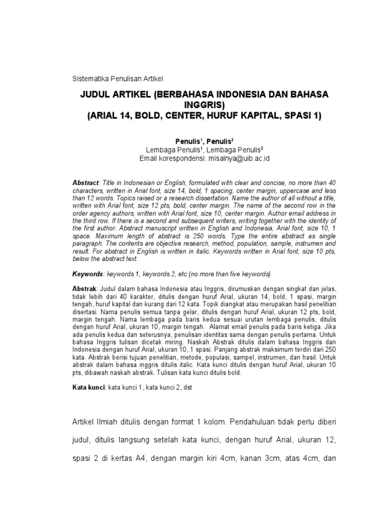 Format Artikel Ilmiah Penelitian | PDF