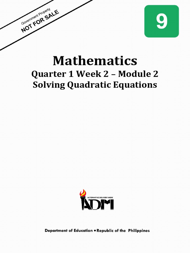 Mathematics 9 Q1 Week2 Mod2 | PDF | Equations | Quadratic Equation