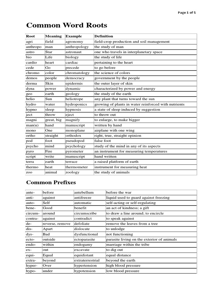 Common Medical Roots and Affixes | PDF