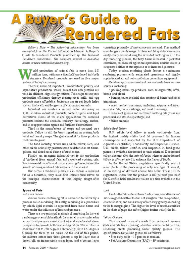 Guide to Rendered Animal Fats | PDF | Fat | Lard