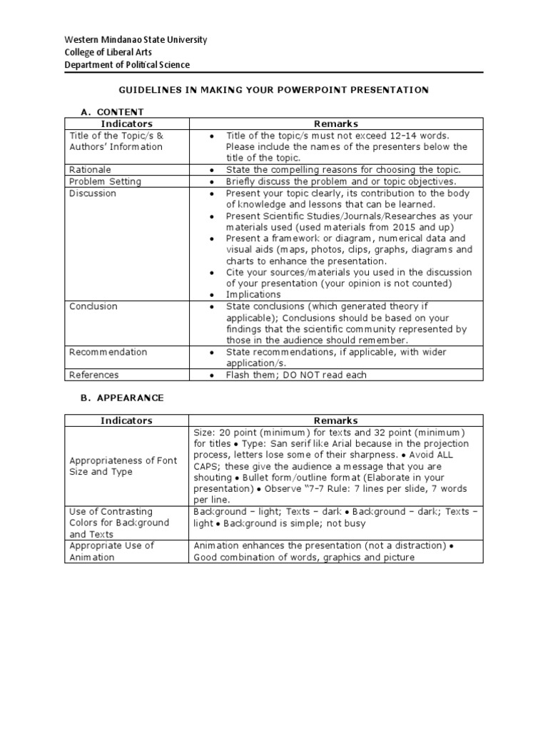 Guidelines in Making Your Powerpoint Presentation | PDF | Microsoft ...