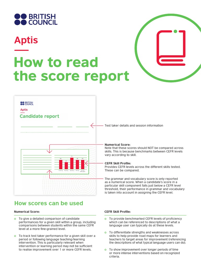 How To Read The Score Report: Aptis | PDF | Educational Assessment And ...