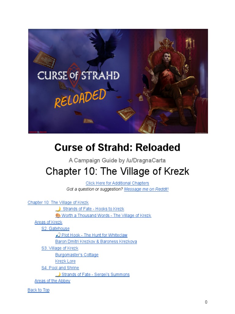 Curse of Strahd: Reloaded: Chapter 10: The Village of Krezk | PDF ...