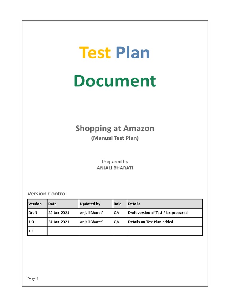 Test Plan Document - by ANJALI BHARATI | PDF | Agile Software ...