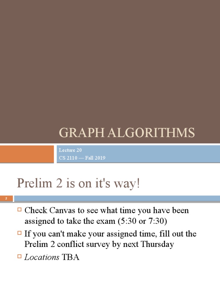 Graph Algorithms: CS 2110 - Fall 2019 | PDF | Vertex (Graph Theory ...
