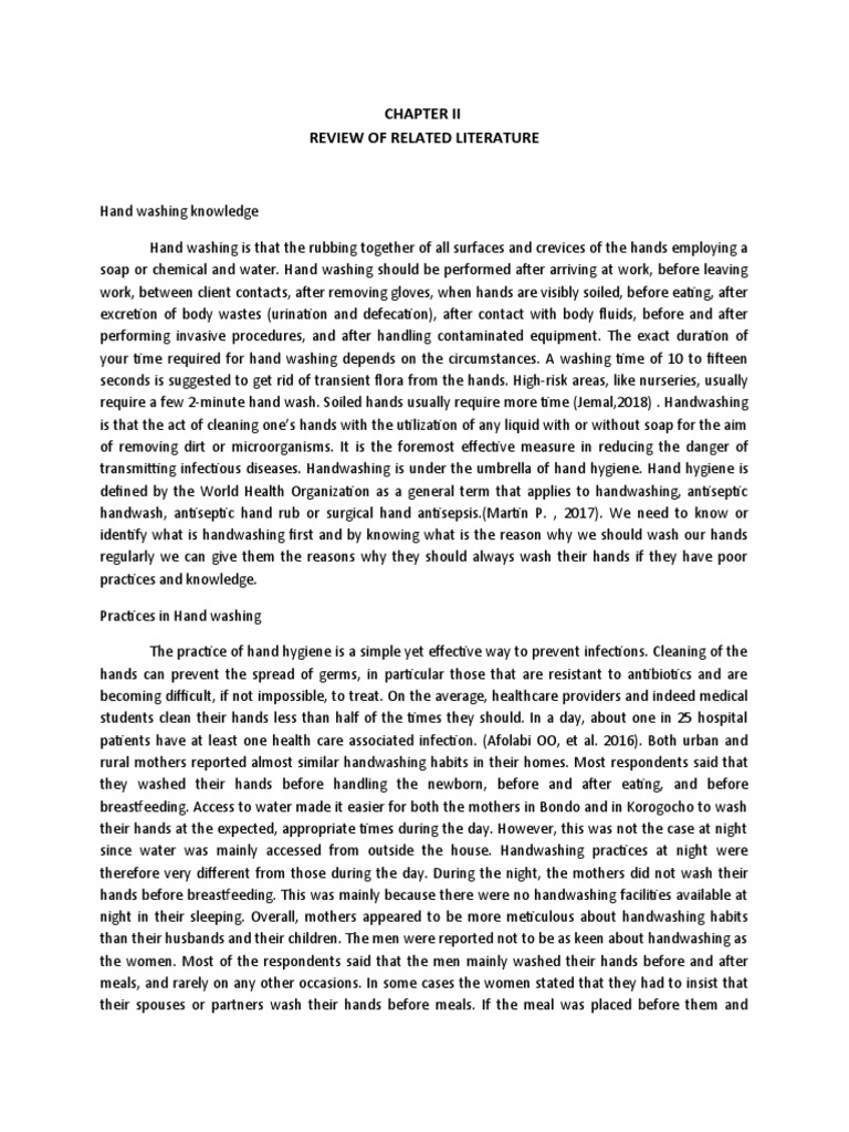 Review of Related Literature | PDF | Hand Washing | Hygiene