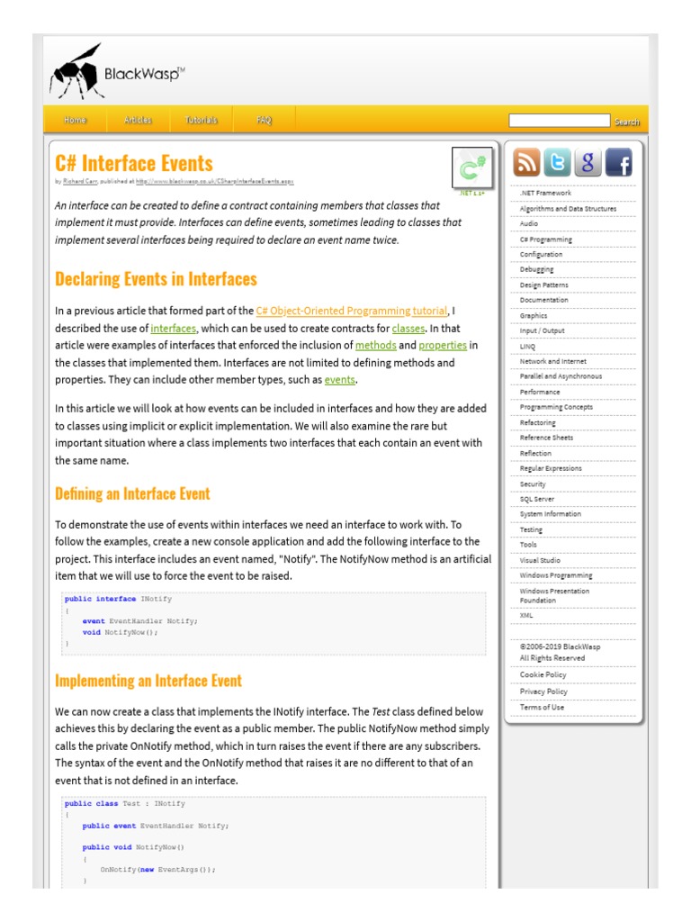 C# Interface Events | PDF | Class (Computer Programming) | C Sharp (Programming Language)