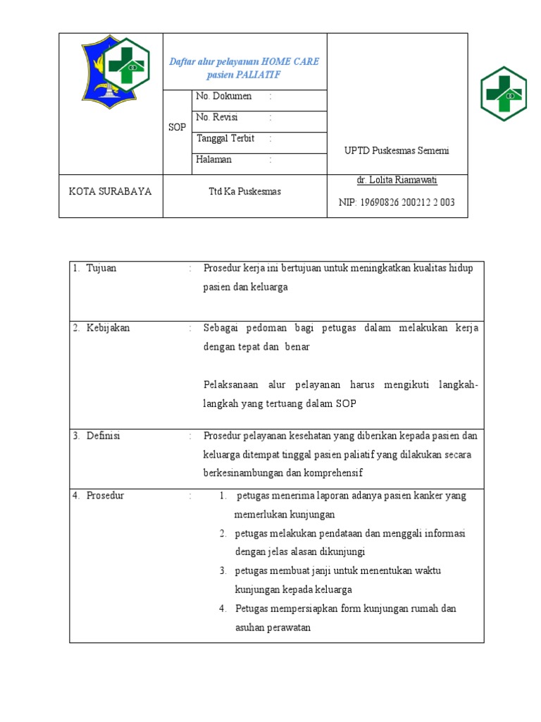 SOP Home Care Paliatif | PDF