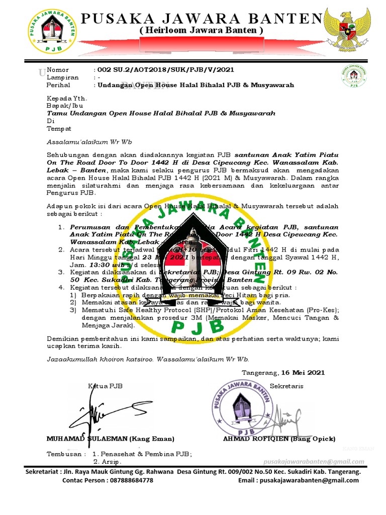 Surat Undangan Open House Halal Bihalal PJB Baru | PDF Surat Undangan Open House Halal Bihalal PJB Baru | PDF