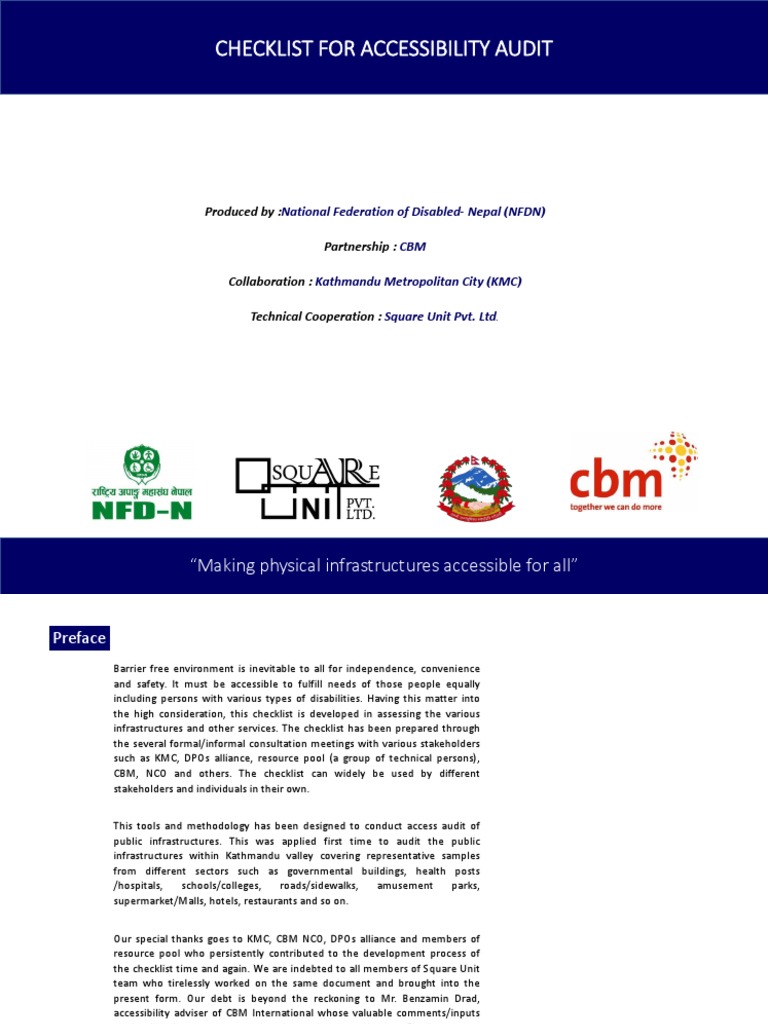 Checklist For Accessibility Audit | PDF | Stairs | Accessibility