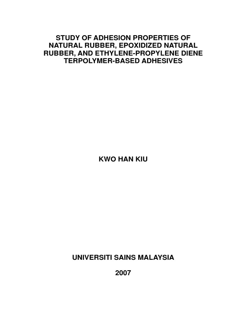 Study of Adhesion Properties of Natural Rubber, Epoxidized Natural ...