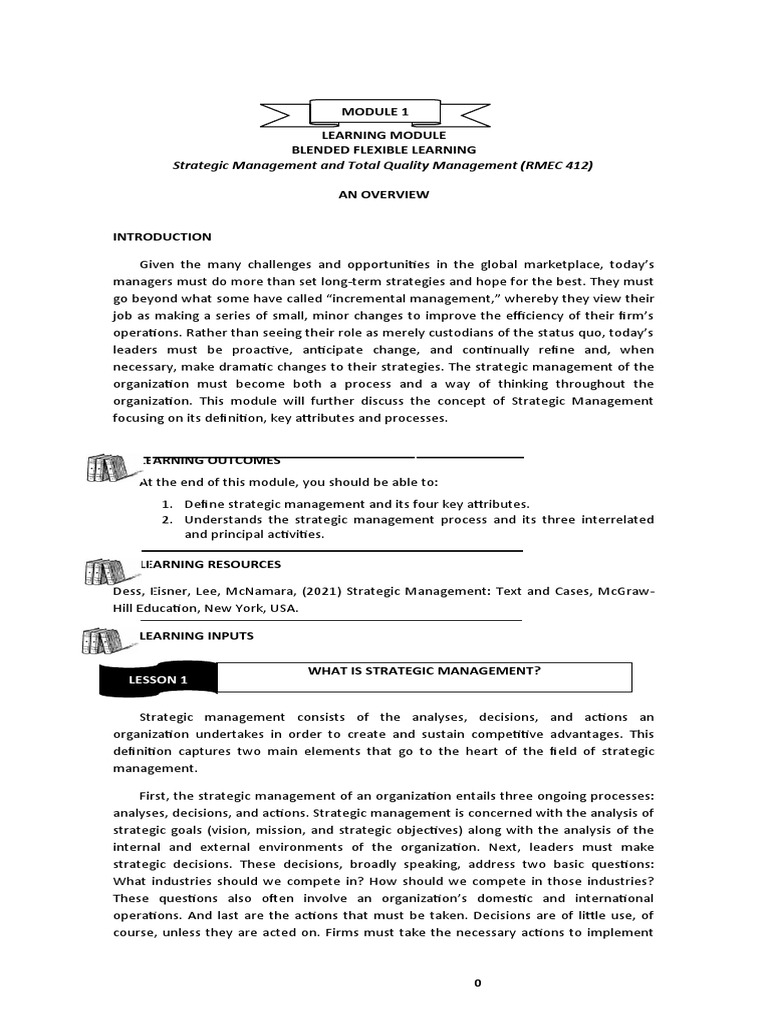 Strategic Management Module Overview | PDF | Strategic Management ...