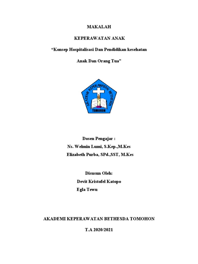 Makalah Konsep Hospitalisasi Dan Pendidikan Keluarga | PDF