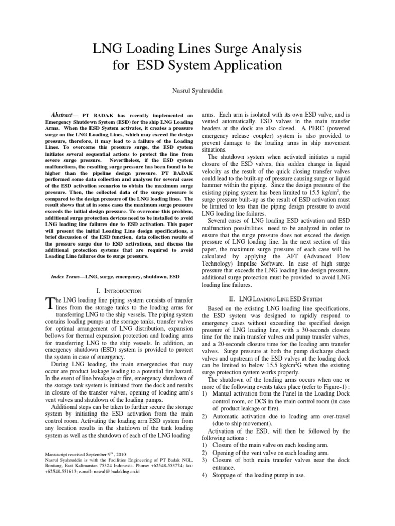LNG Loading Line Surge Analysis for ESD | PDF | Pump | Liquefied ...