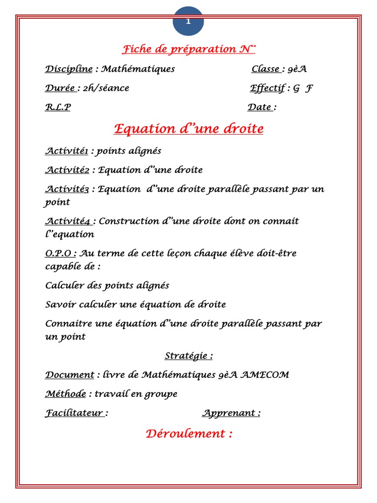 Equation D'une Droite | Download Free PDF | Équations | Algèbre linéaire