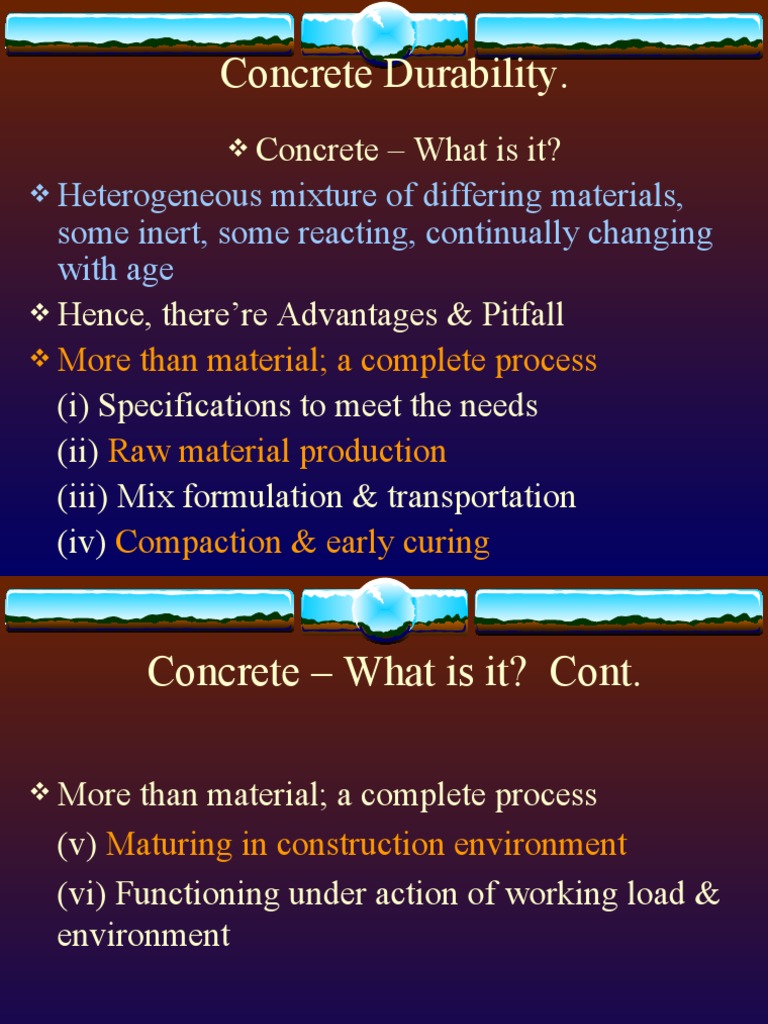 Concrete Durability.: Concrete - What Is It? | PDF | Concrete | Cement