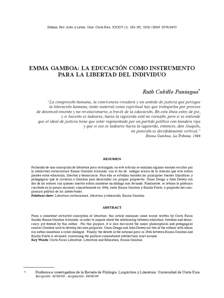 Emma Gamboa La Educación Como Instrumento para La Libertad | PDF ...