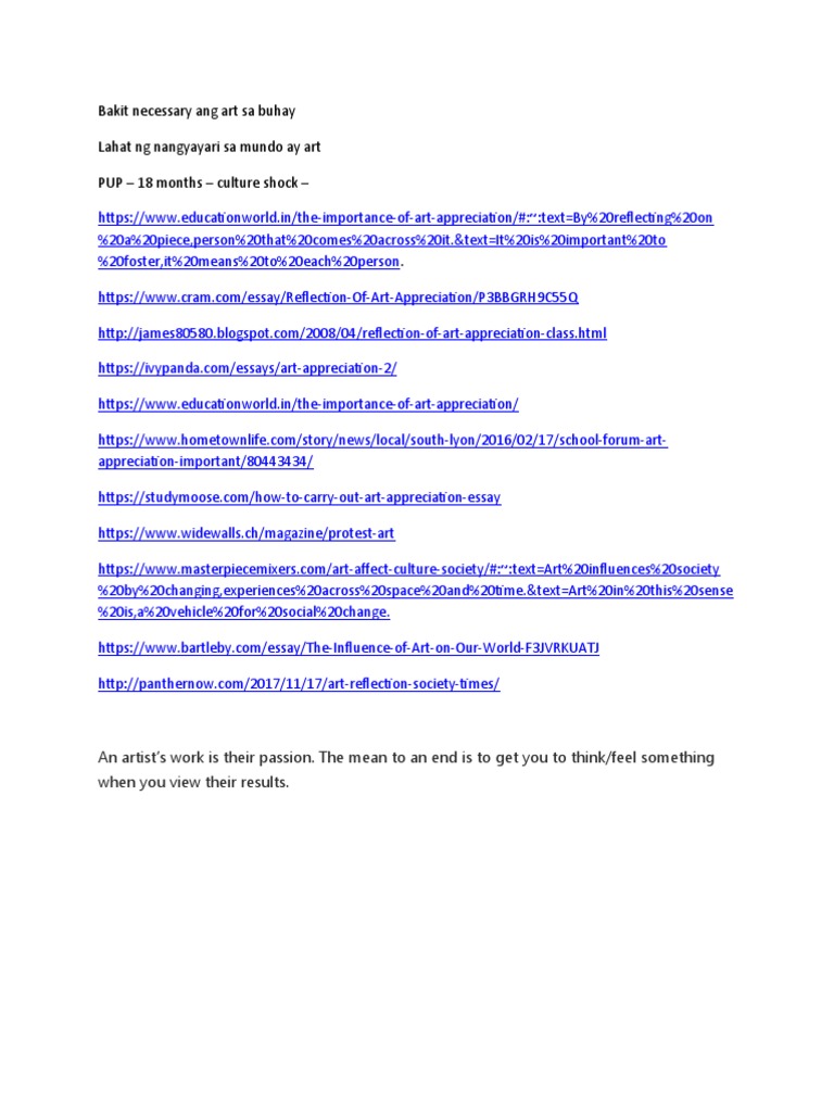 Reflection Paper - Art Appreciation | PDF