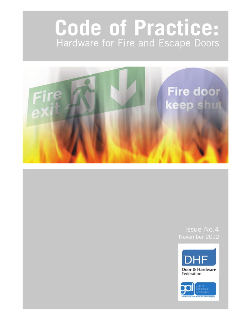 Code of Practice Hardware For Fire and Escape Doors | PDF | Door | Safety