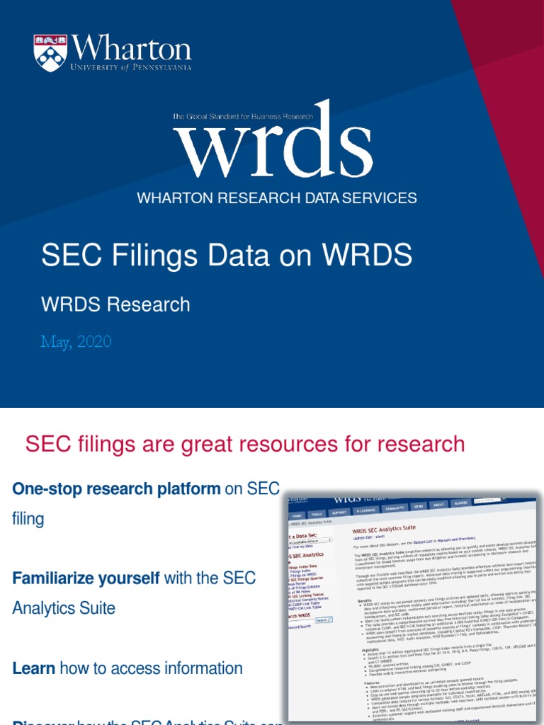 WRDS SEC Suite PowerPoint For Video Learning | PDF | Search Engine ...