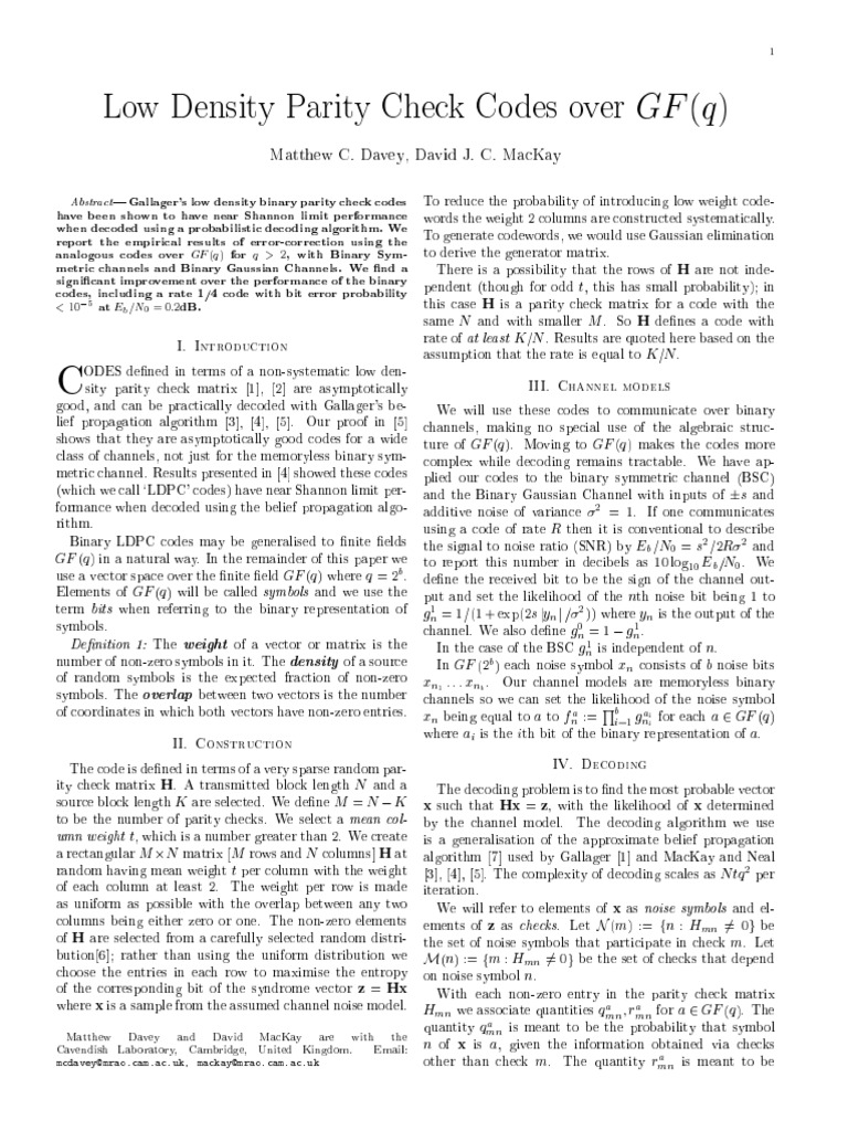 T N M K N K N: 2 10 0 2 III. Channel Models | PDF | Low Density Parity Check Code | Information Age