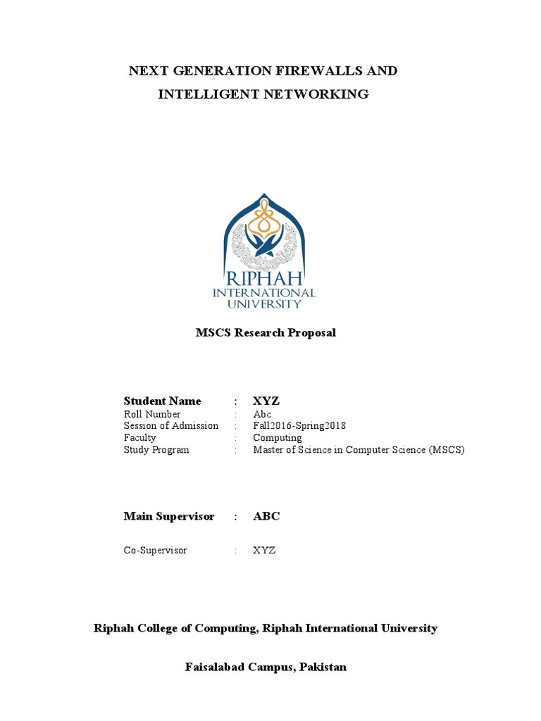Next Generation Firewalls and Intelligent Networking: MSCS Research Proposal | PDF | Computer ...
