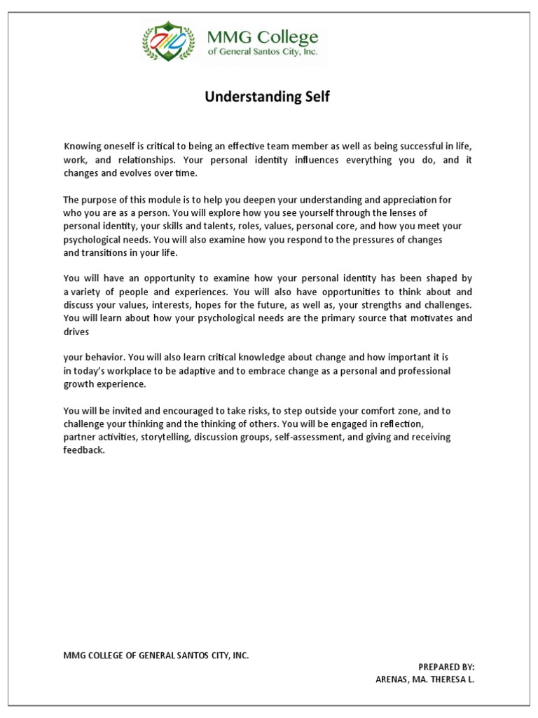 Understanding Self MODULE | PDF | Identity (Social Science) | Contentment