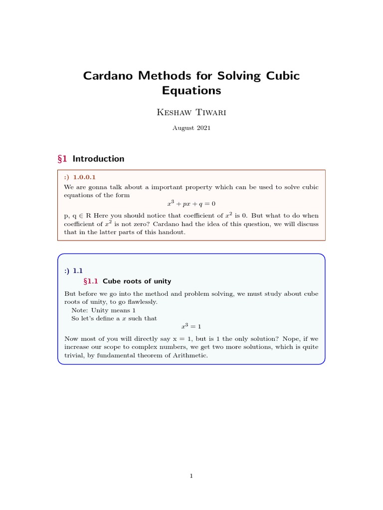 Cardano - Solutions To Cubic Equations | PDF | Mathematics | Algorithms