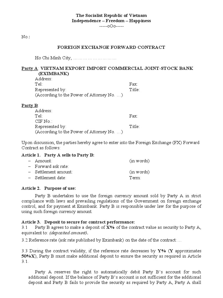 Forward Contract | PDF | Foreign Exchange Market | Indemnity