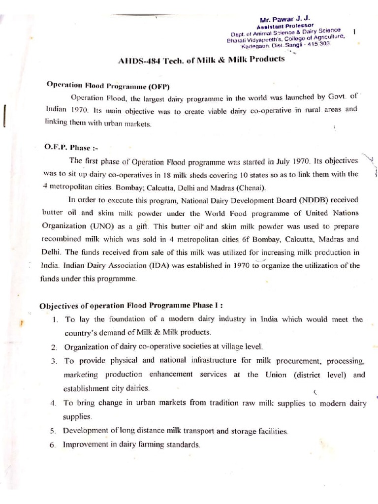 Operation Flood Programme in India | PDF