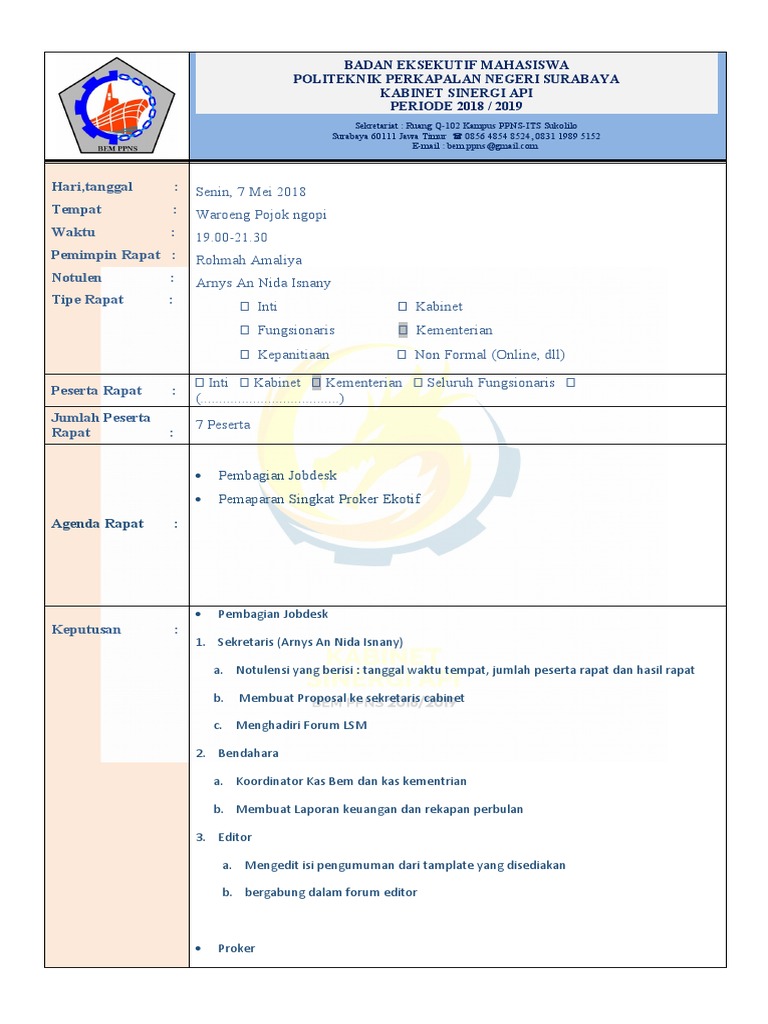 Contoh MOM Perjanjian Organisasi | PDF