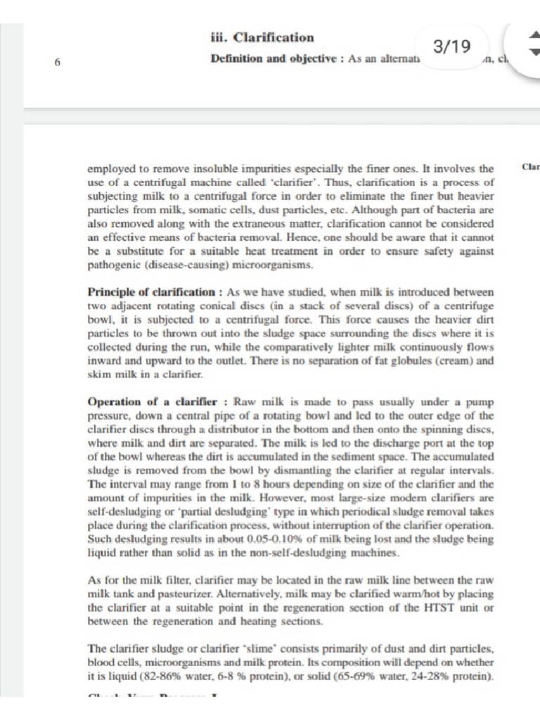 Filtration and Clarification of Milk | PDF