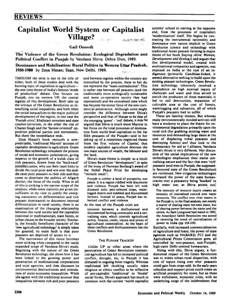 Capitalist World System or Capitalist Village? | PDF | Capitalism ...