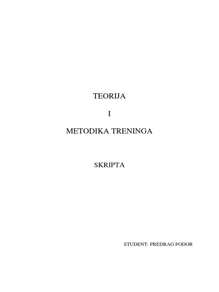 Skripta Teorija I Metodika Treninga | PDF