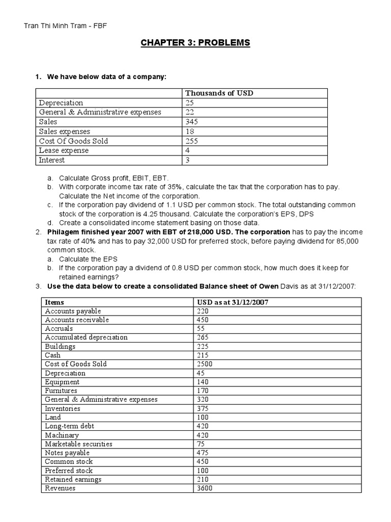 Chapter 3 - Financial Statement Analysis - Exercises - Sv4.0 | PDF ...