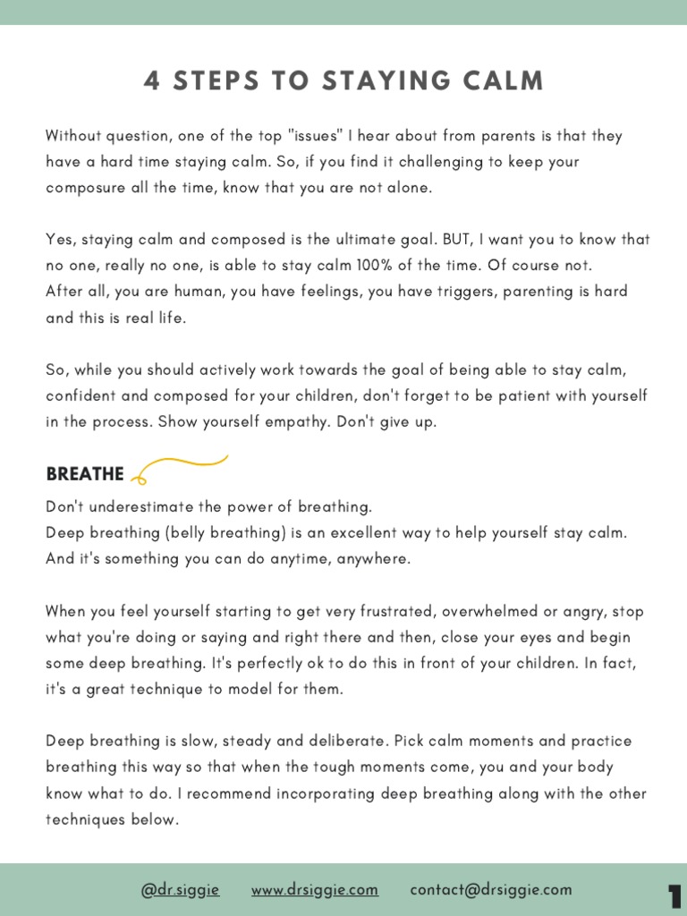 4 Steps To Staying Calm | PDF | Relationships | Parenting
