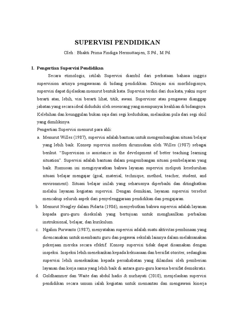 Supervisi Pendidikan | PDF | Pengembangan Diri