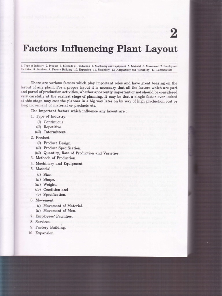 Plant Layout Notes Chapter 2 | PDF | Bearing (Mechanical) | Factory