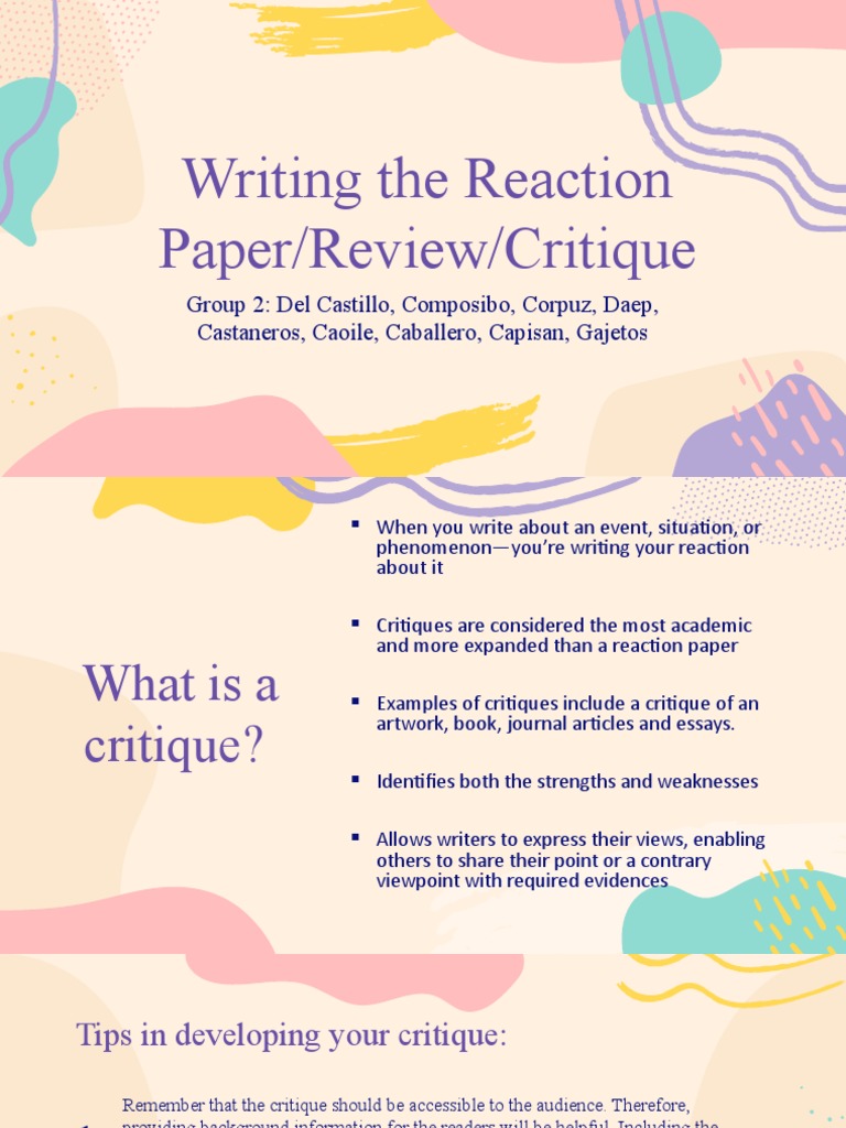 Writing The Reaction Paper/Review/Critique | PDF | News | Books
