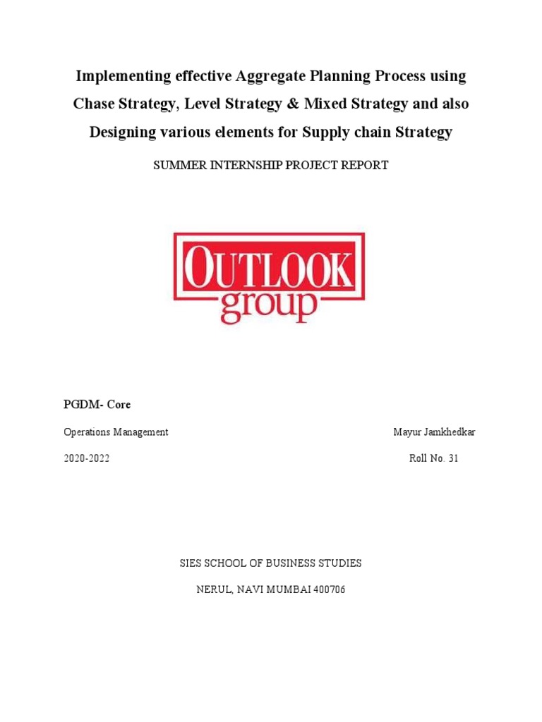 Outlook Operations SIP | PDF | Outsourcing | Supply Chain
