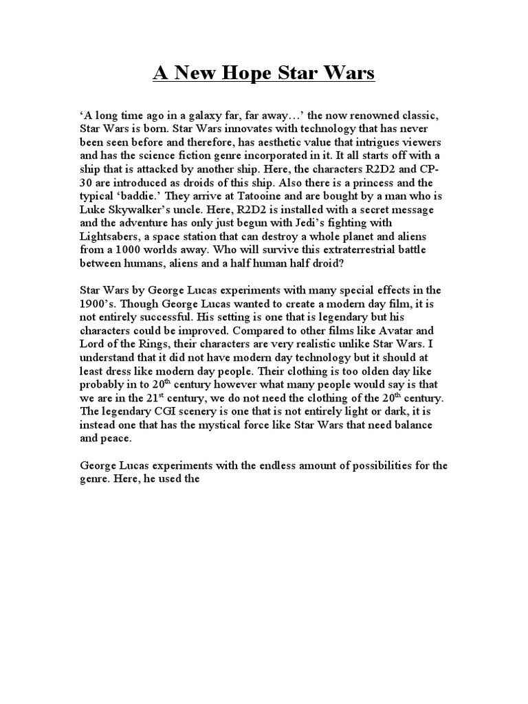 A New Hope Star Wars | PDF | Young Adult