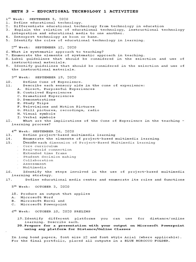 Meth 3 - Educational Technology 1 Activities | PDF | Educational ...