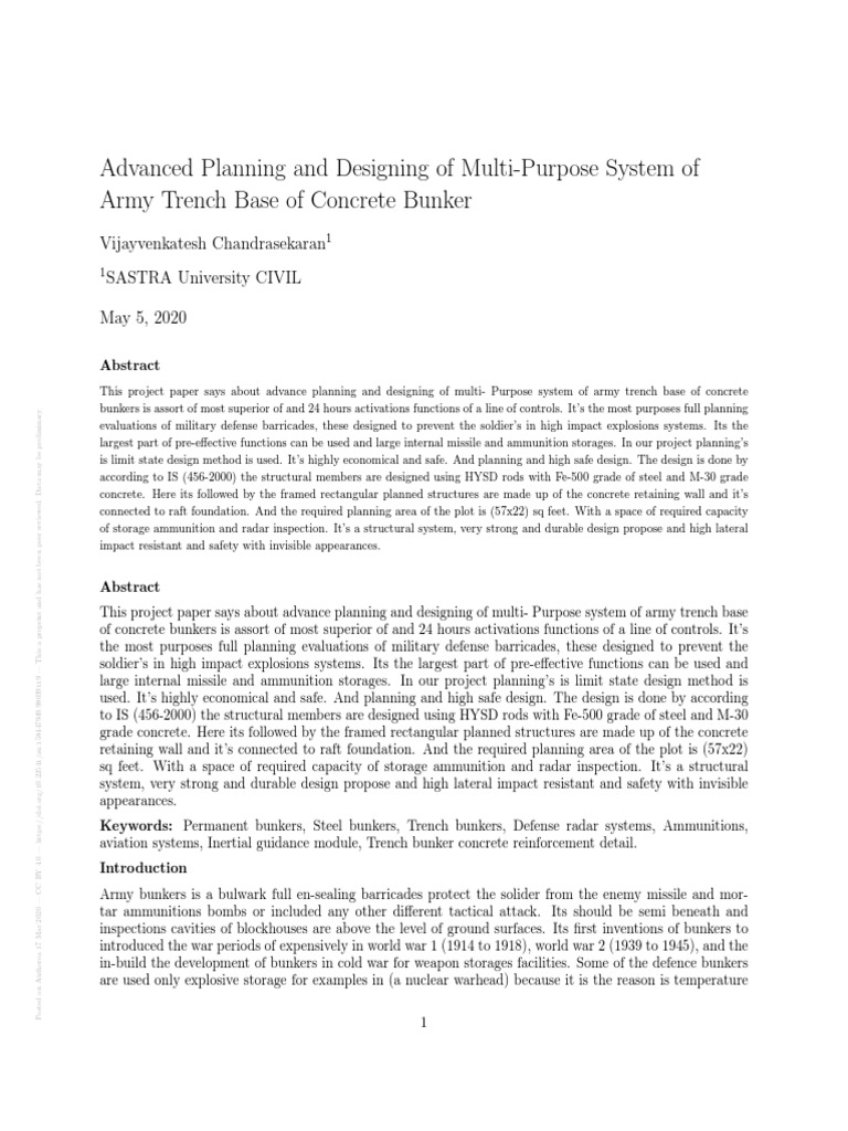 Advanced Planning and Designing of Multi-Purpose System of Army Trench ...