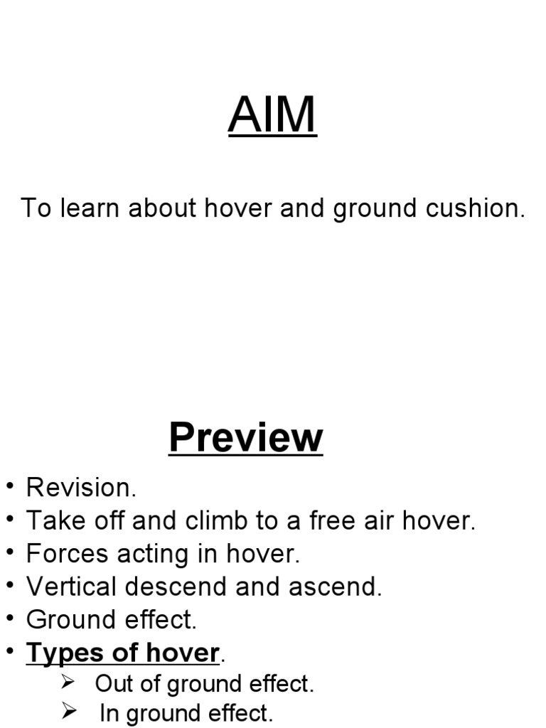 Understanding Hover and Ground Cushion | PDF