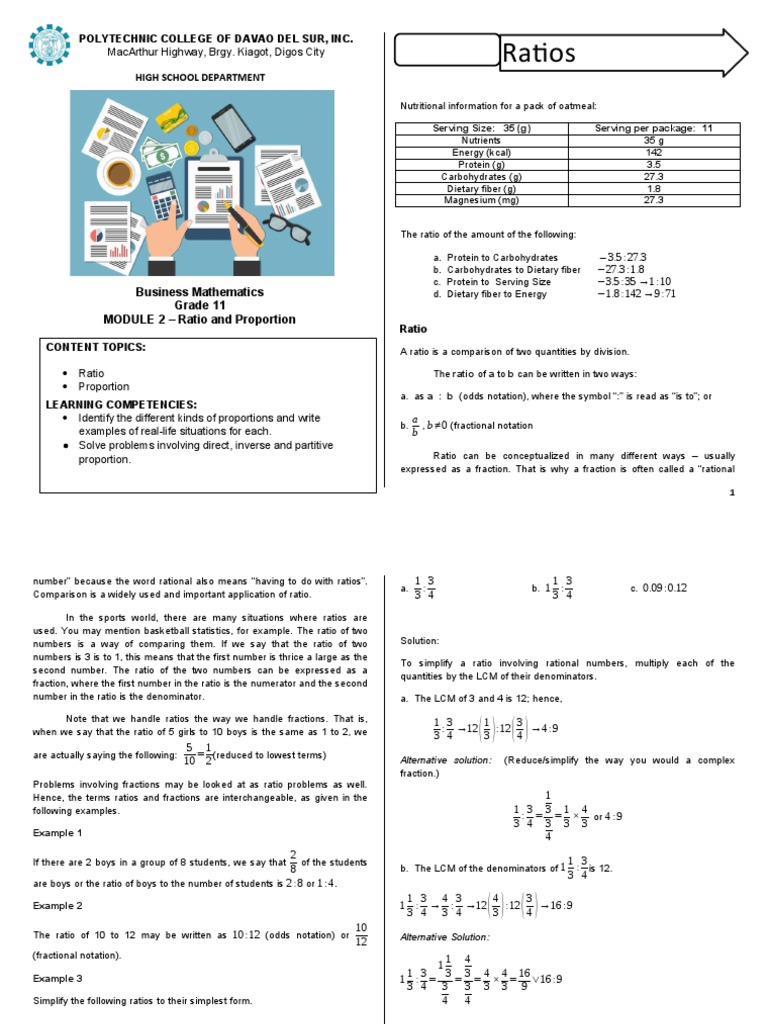 Module 2 Buss. Math | PDF | Ratio | Mathematics