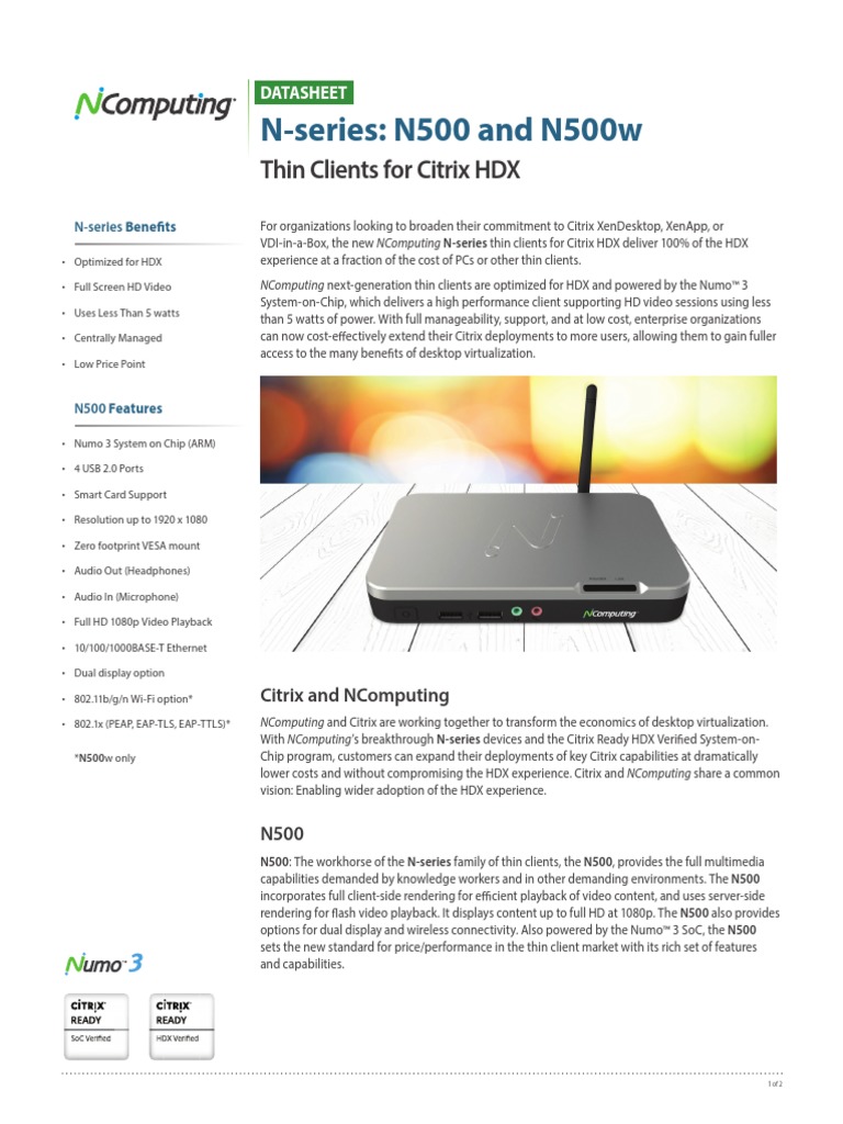 N-Series: N500 and N500w: Thin Clients For Citrix HDX | Download Free PDF | Computing | Computer ...