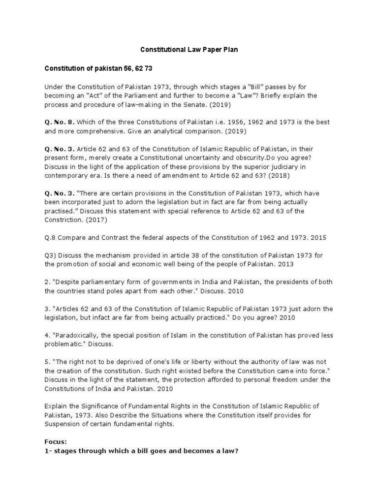 Plan For Constitutional Law | PDF | Constitution | Constitution Of The ...